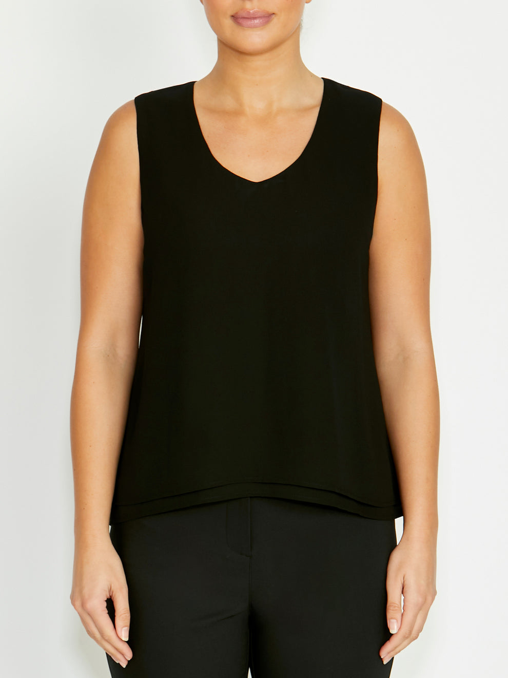 Women's Chiffon Easy Fit Top in Black | Mia